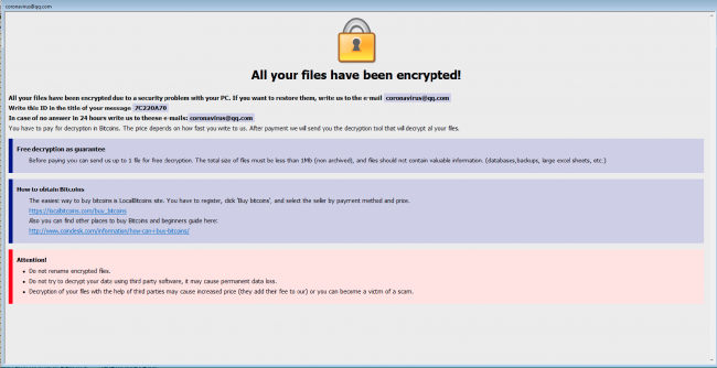 Dharma Ransomware Variant Malspam Targeting COVID-19